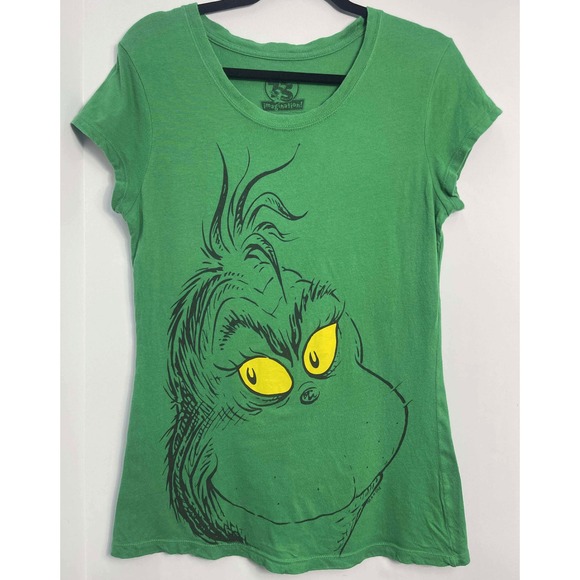 Dr. Seuss | Tops | Dr Seuss Grinch Face Green Graphic T Shirt ...